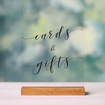 Modern Calligraphy Wedding Cards and Gifts Acrylic Sign | Zazzle