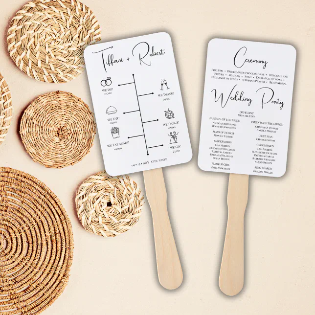 Modern Calligraphy Wedding Ceremony Program Hand Fan | Zazzle
