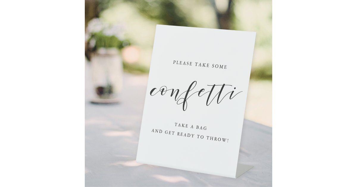 Modern Calligraphy Wedding Confetti Send Off Pedestal Sign | Zazzle