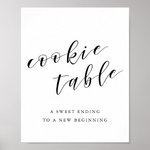 Modern Calligraphy Wedding Cookie Table Sign | Zazzle