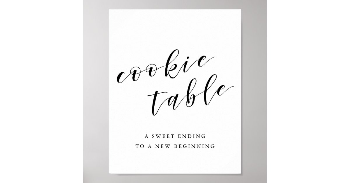 Modern Calligraphy Wedding Cookie Table Sign | Zazzle