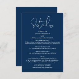 Modern Calligraphy, Wedding Details, Information Enclosure Card | Zazzle
