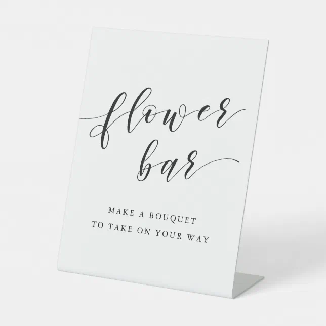 Modern Calligraphy Wedding Flower Bar Pedestal Sign | Zazzle