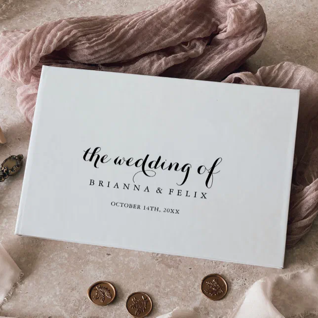Modern Calligraphy Wedding Guest Book | Zazzle