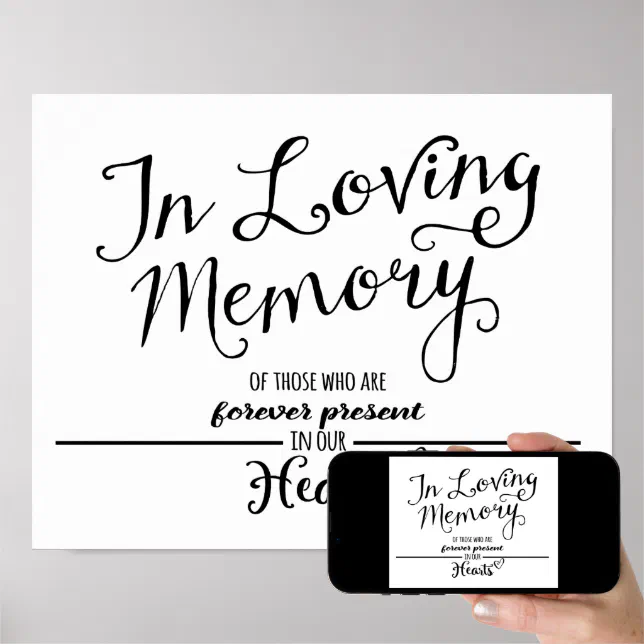 Modern Calligraphy wedding In Loving Memory print | Zazzle