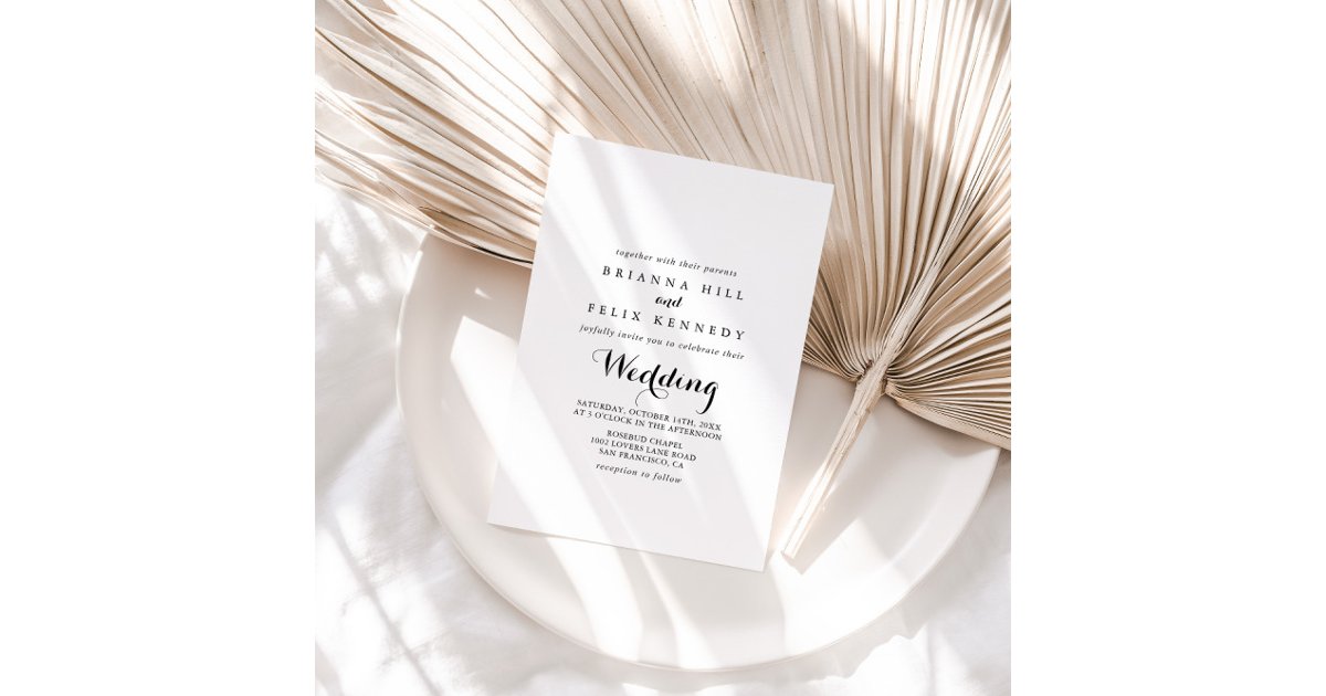 Modern Calligraphy Wedding Invitation | Zazzle