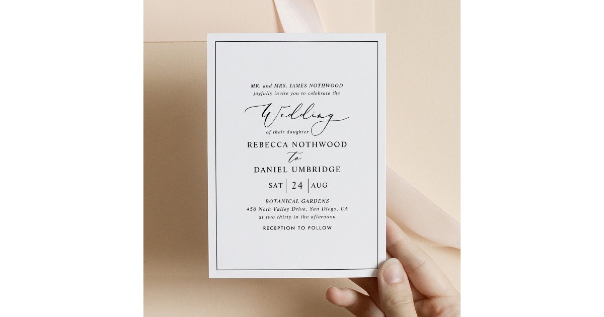 Modern Calligraphy Wedding Invitations | Zazzle