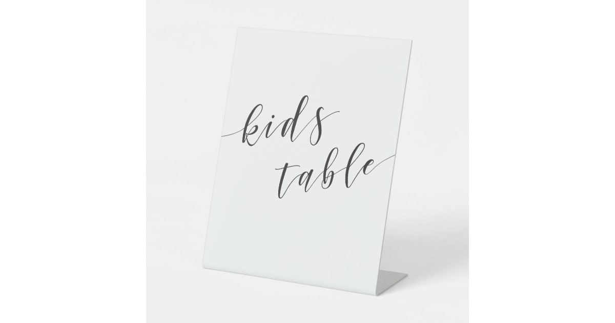 Modern Calligraphy Wedding Kids Table Pedestal Sign | Zazzle