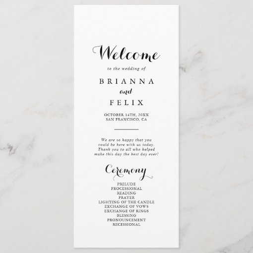 Modern Calligraphy Wedding Program | Zazzle