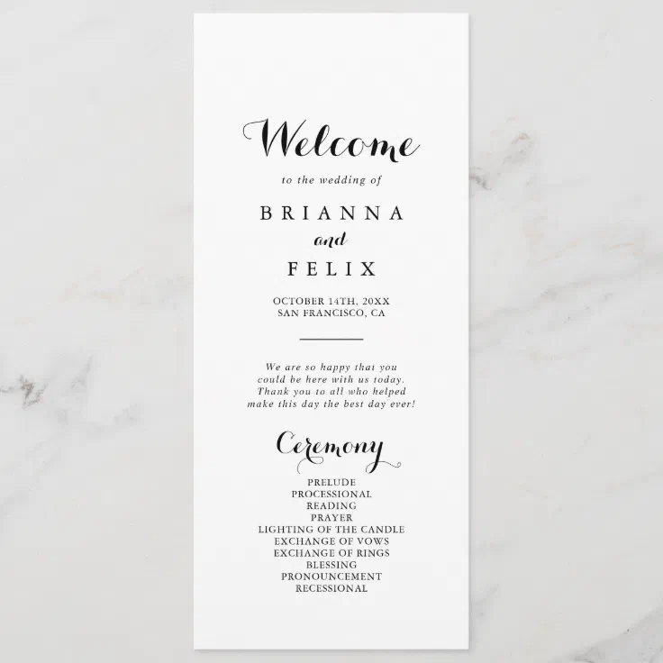 Modern Calligraphy Wedding Program | Zazzle