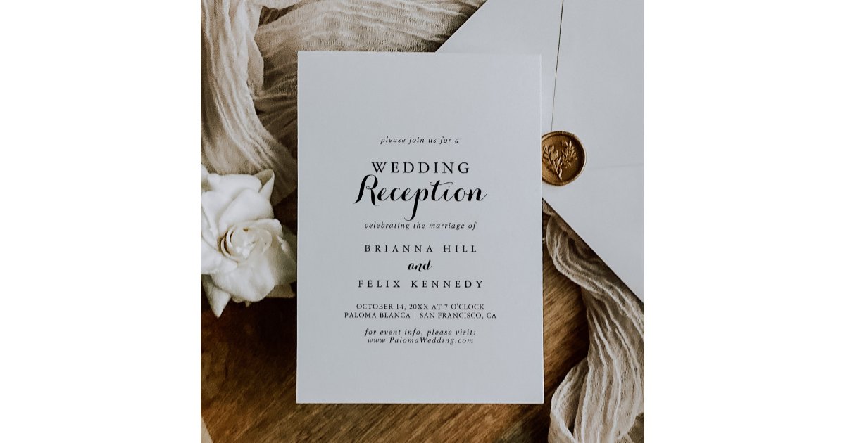 Modern Calligraphy Wedding Reception Invitation | Zazzle
