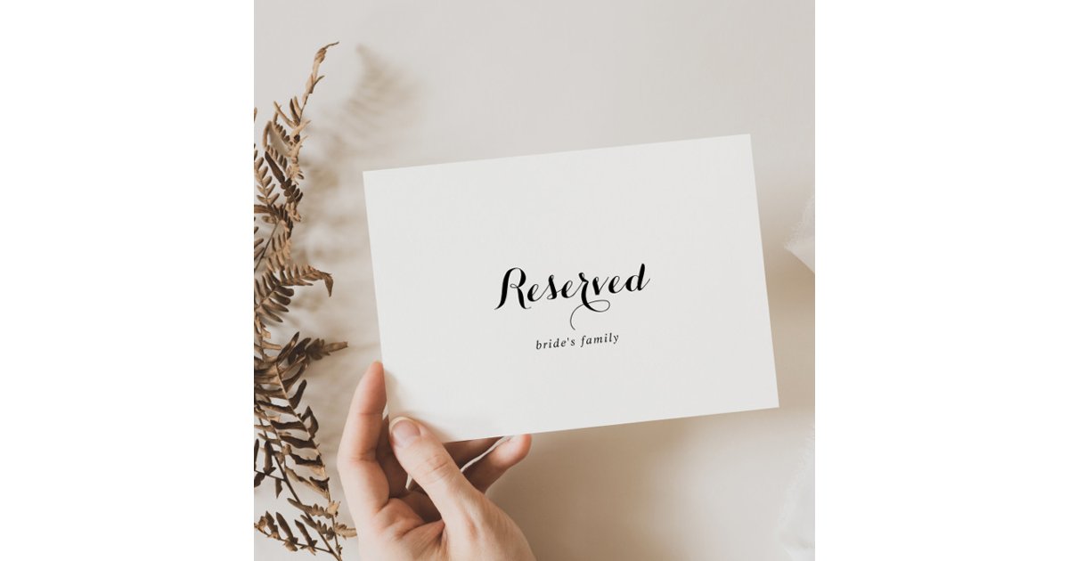 Modern Calligraphy Wedding Reserved Sign | Zazzle