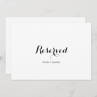 Modern Calligraphy Wedding Reserved Sign | Zazzle