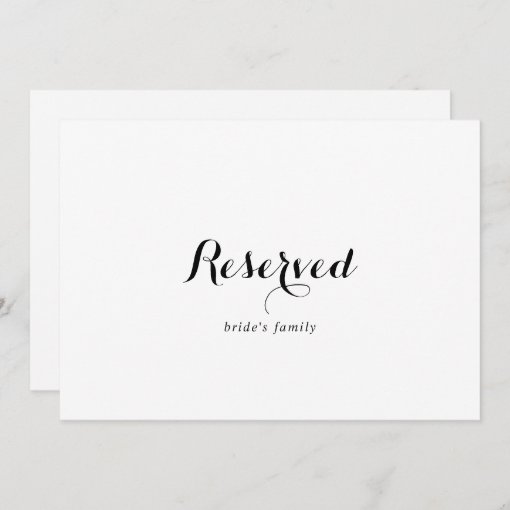 Modern Calligraphy Wedding Reserved Sign | Zazzle