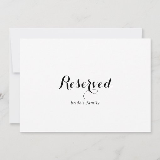 Modern Calligraphy Wedding Reserved Sign | Zazzle