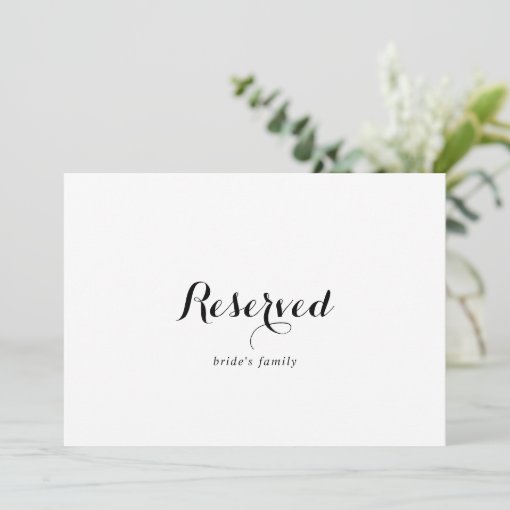 Modern Calligraphy Wedding Reserved Sign | Zazzle