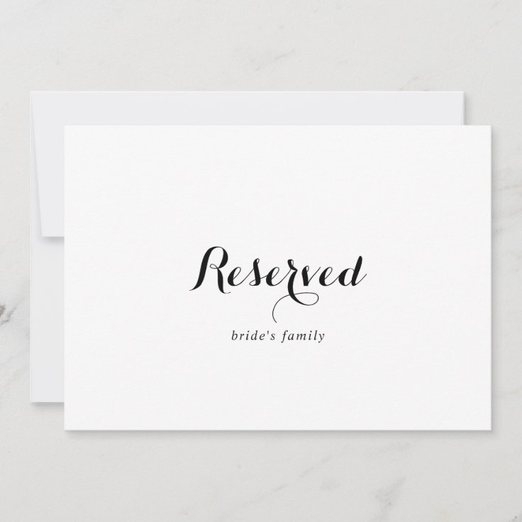 Modern Calligraphy Wedding Reserved Sign | Zazzle