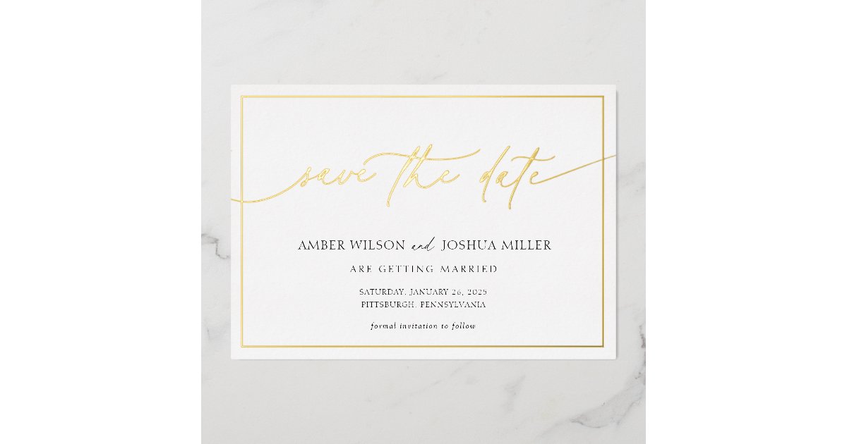 Modern Calligraphy Wedding Save the Date Foil Invitation | Zazzle