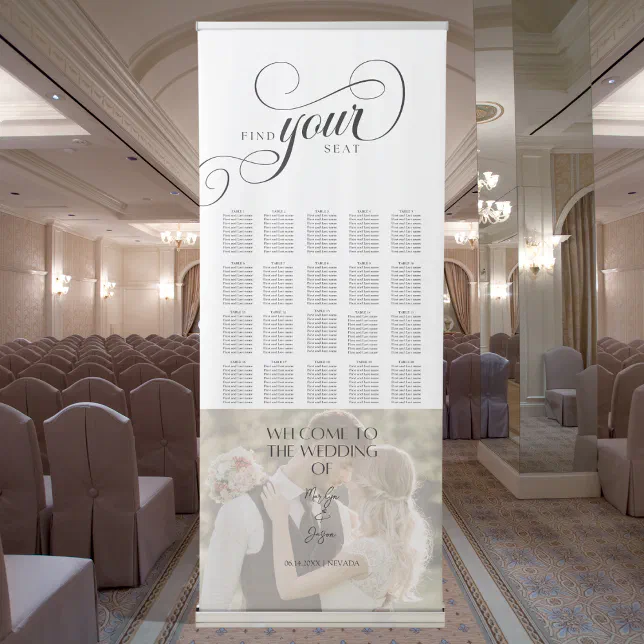 Modern Calligraphy Wedding Seating Chart Retractable Banner | Zazzle