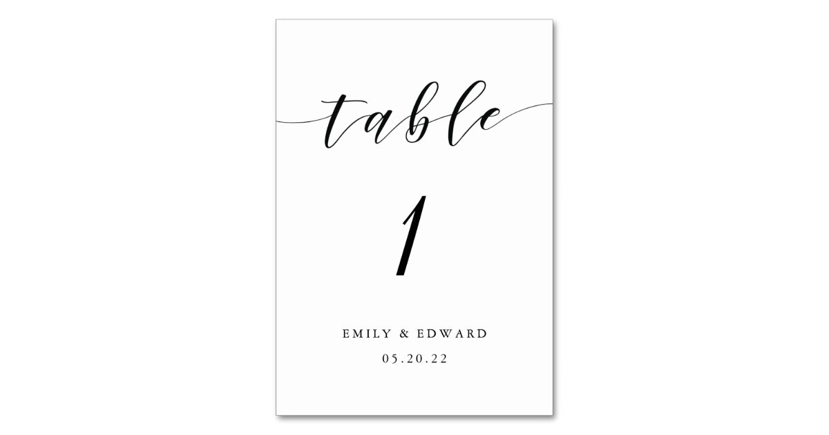 Modern Calligraphy Wedding Table Number | Zazzle