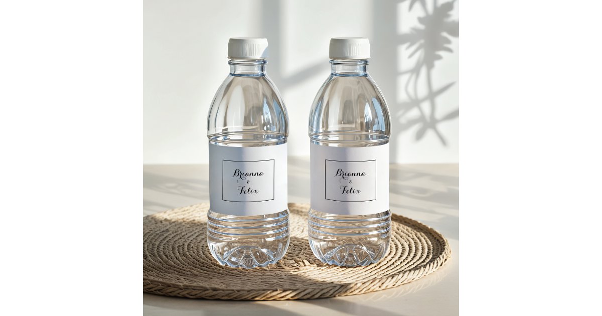 Modern Calligraphy Wedding Water Bottle Label | Zazzle