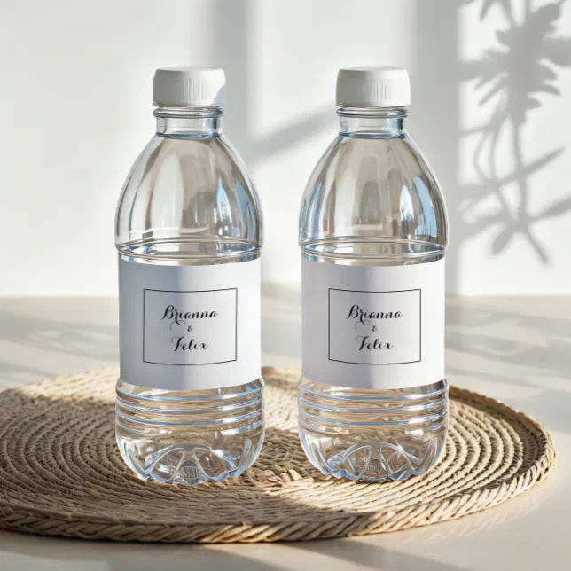 Modern Calligraphy Wedding Water Bottle Label | Zazzle