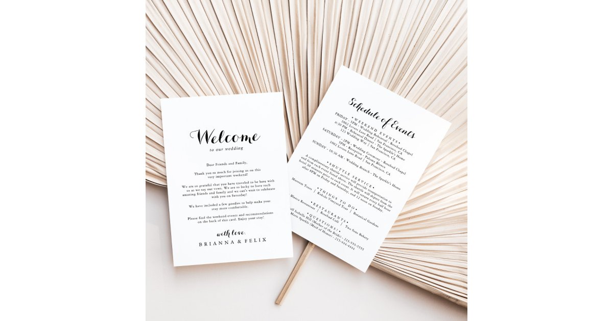 Modern Calligraphy Wedding Welcome Letter | Zazzle