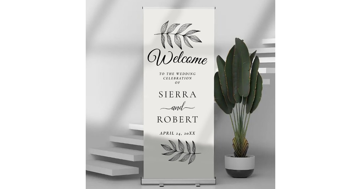 Modern Calligraphy Wedding Welcome Retractable Banner | Zazzle