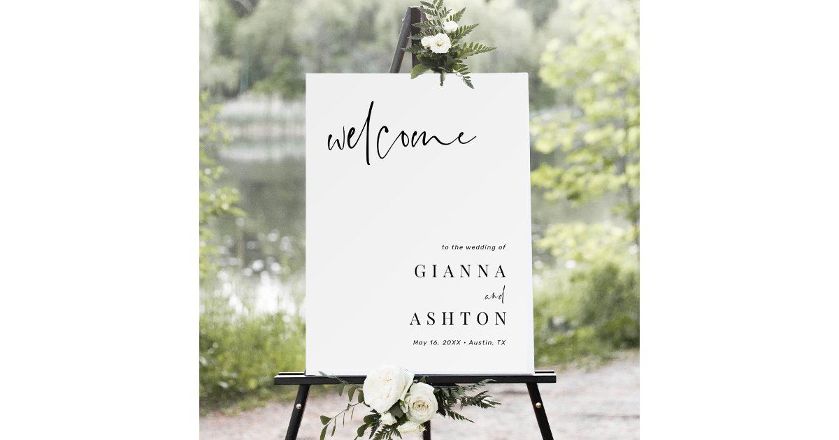 Modern Calligraphy Wedding Welcome Sign | Zazzle