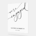 Modern Calligraphy We're Engaged Engagement Party Acrylic Sign | Zazzle
