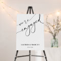 Modern Calligraphy We're Engaged Engagement Party Foam Board | Zazzle