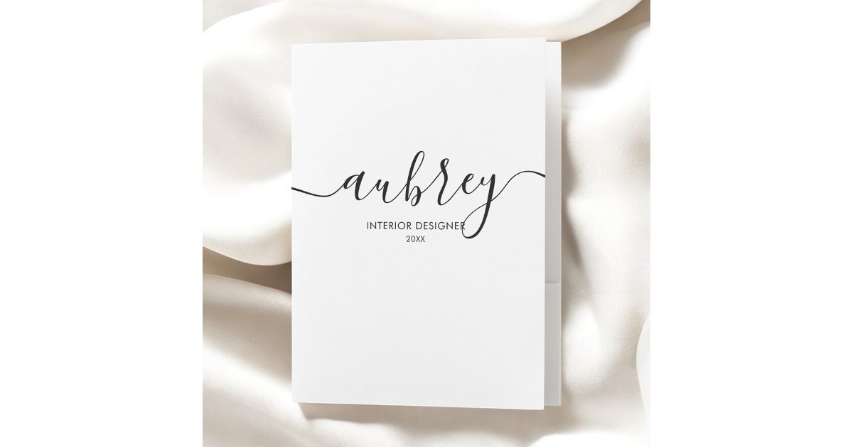 Modern Calligraphy White Pocket Folder | Zazzle