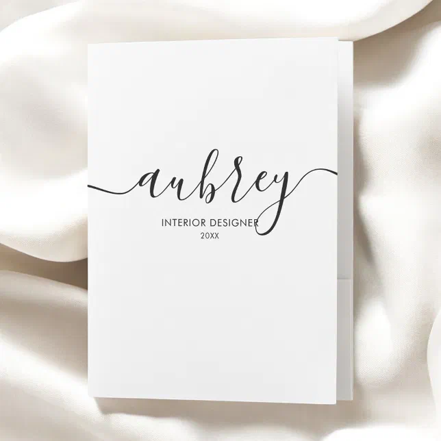 Modern Calligraphy White Pocket Folder | Zazzle