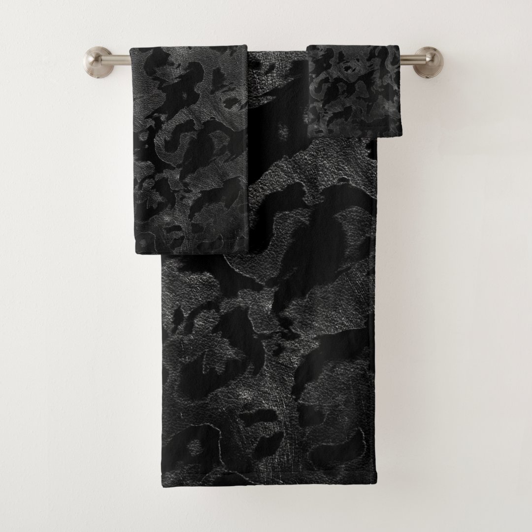 Modern Camo -Black and Dark Grey- camouflage Bath Towel Set | Zazzle