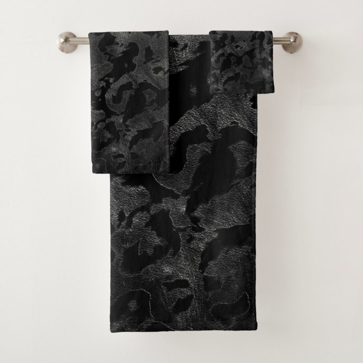Modern Camo -Black and Dark Grey- camouflage Bath Towel Set | Zazzle