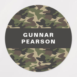 Modern Camouflage Pattern Name Black Kids' Labels | Zazzle
