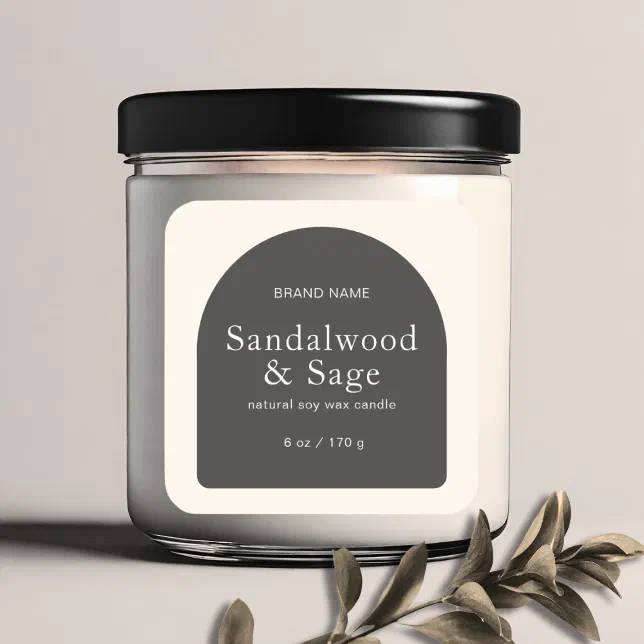 Modern candle boho minimalist product packaging square sticker | Zazzle