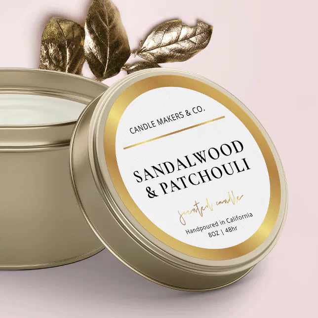 Modern Candle Jar Label Gold Foil Effect Packaging | Zazzle