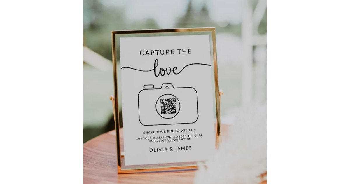 Modern Capture the Love QR Code Wedding Sign, Invitation | Zazzle