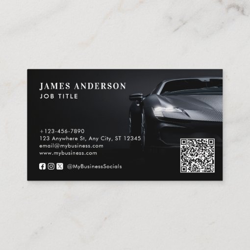 Modern Car/Vehicle/Auto QR Code & Social Media Business Card | Zazzle