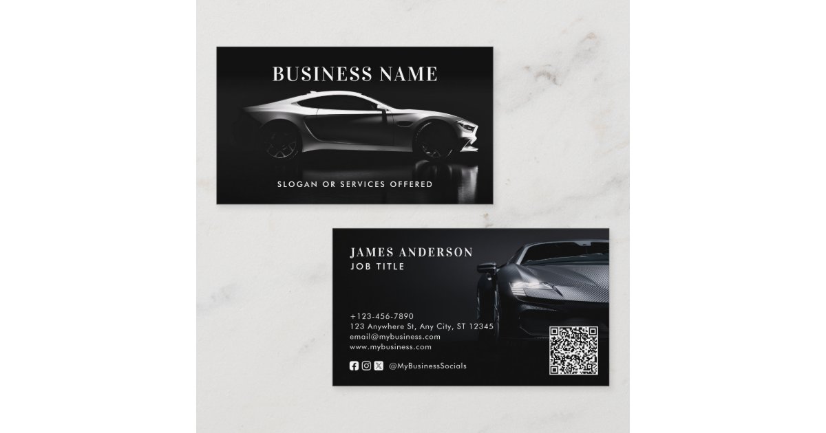 Modern Car/Vehicle/Auto QR Code & Social Media Business Card | Zazzle