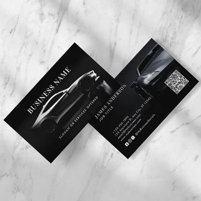 Modern Car/Vehicle/Auto QR Code & Social Media Business Card | Zazzle