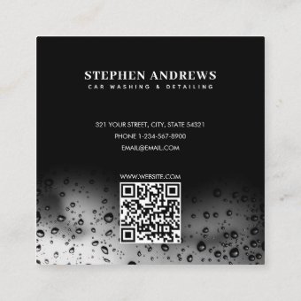 Modern Car Wash Automotive Cleaning QR Code Square Business Card | Zazzle