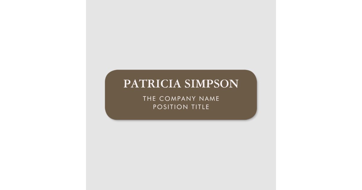 Modern Carafe Brown And White: Simple Yet Elegant Name Tag | Zazzle