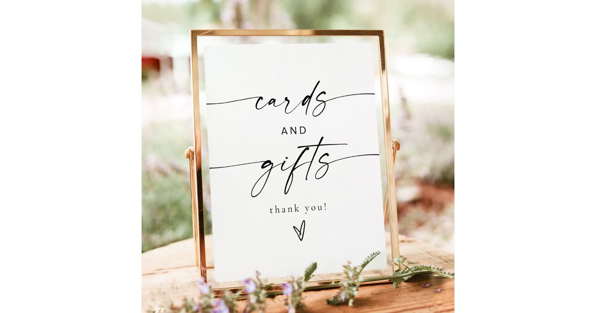 Modern Cards and Gifts Wedding Table Poster | Zazzle