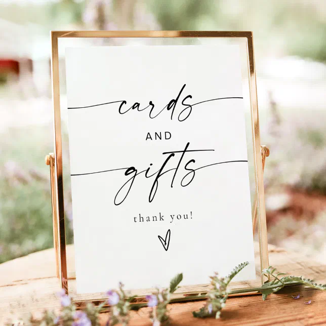Modern Cards and Gifts Wedding Table Poster | Zazzle