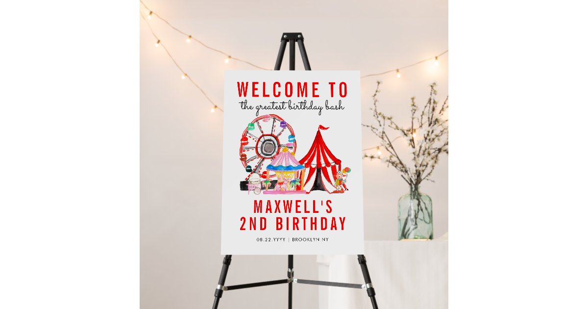 Modern Carnival Circus Show Birthday Welcome Sign | Zazzle