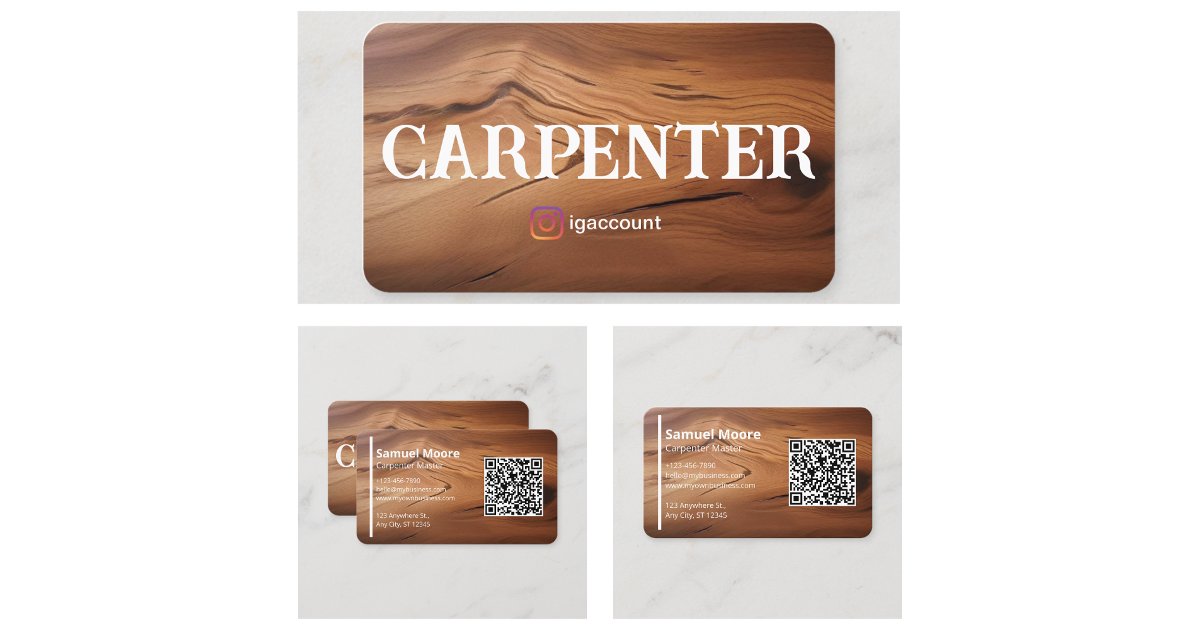 Modern Carpenter Templates QR Code Generator Business Card | Zazzle
