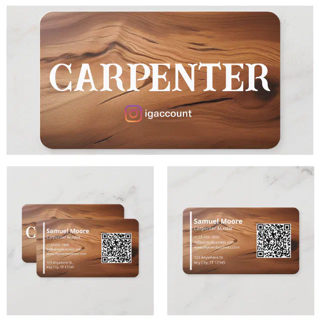 Modern Carpenter Templates QR Code Generator Business Card | Zazzle