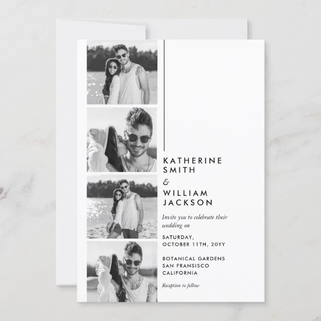Modern Casual 4 Photo Booth All in One Wedding Invitation | Zazzle